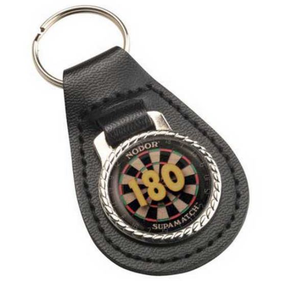 Trophy Distributors - Darts 180 Black Leather Key Fob - 2.5in