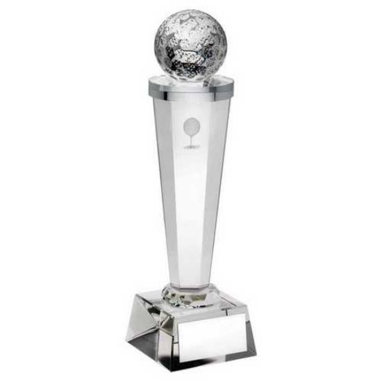 Trophy Distributors - Clear Glass Column With Lasered Golf Image - 10in